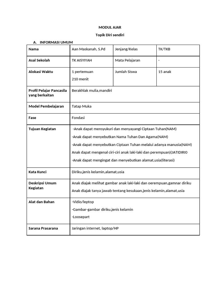 Master Modul Ajar Bu Aan Juli-Sep 2024 | PDF