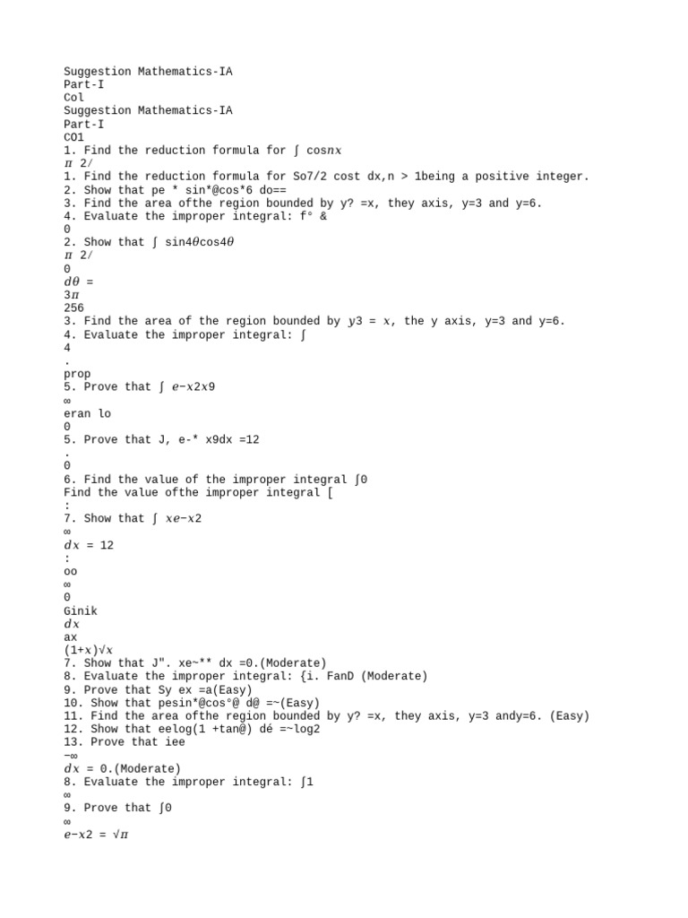 Math Suggestion For Semister Exam | PDF | Mathematical Relations | Mathematical Concepts