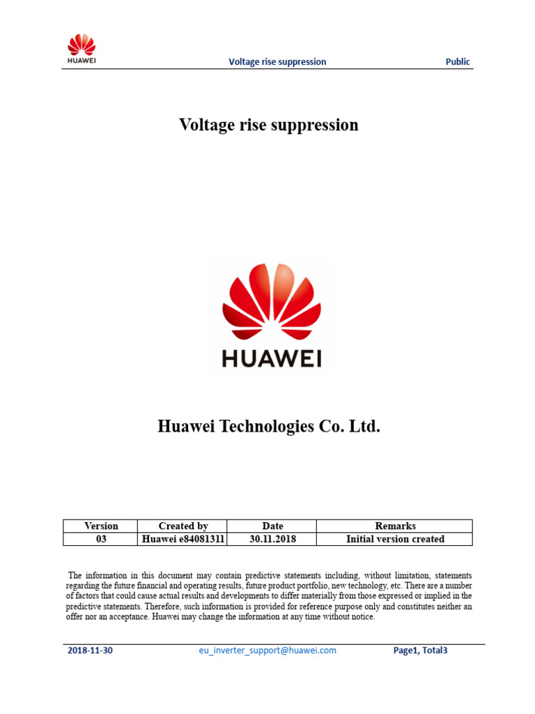 VOLTAGE Rise Supersion On Huawei - 2018INV025 | PDF | Power Inverter ...