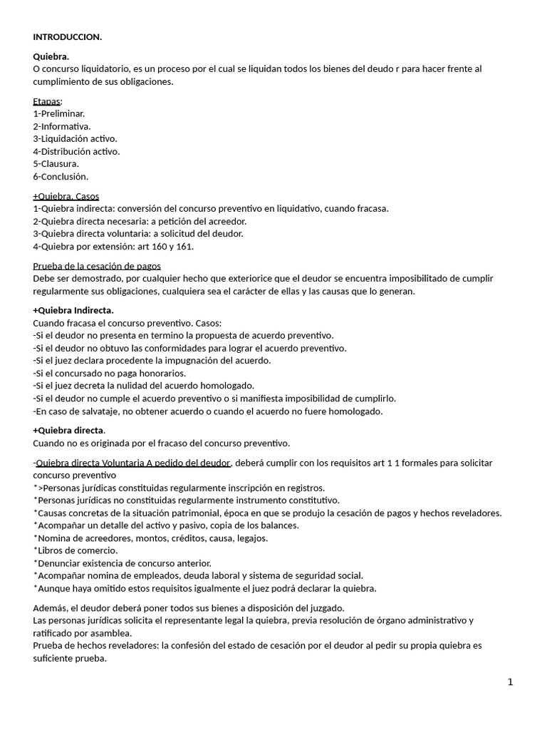 Resumen Segundo Parcial | PDF | Bancarrota | Liquidación