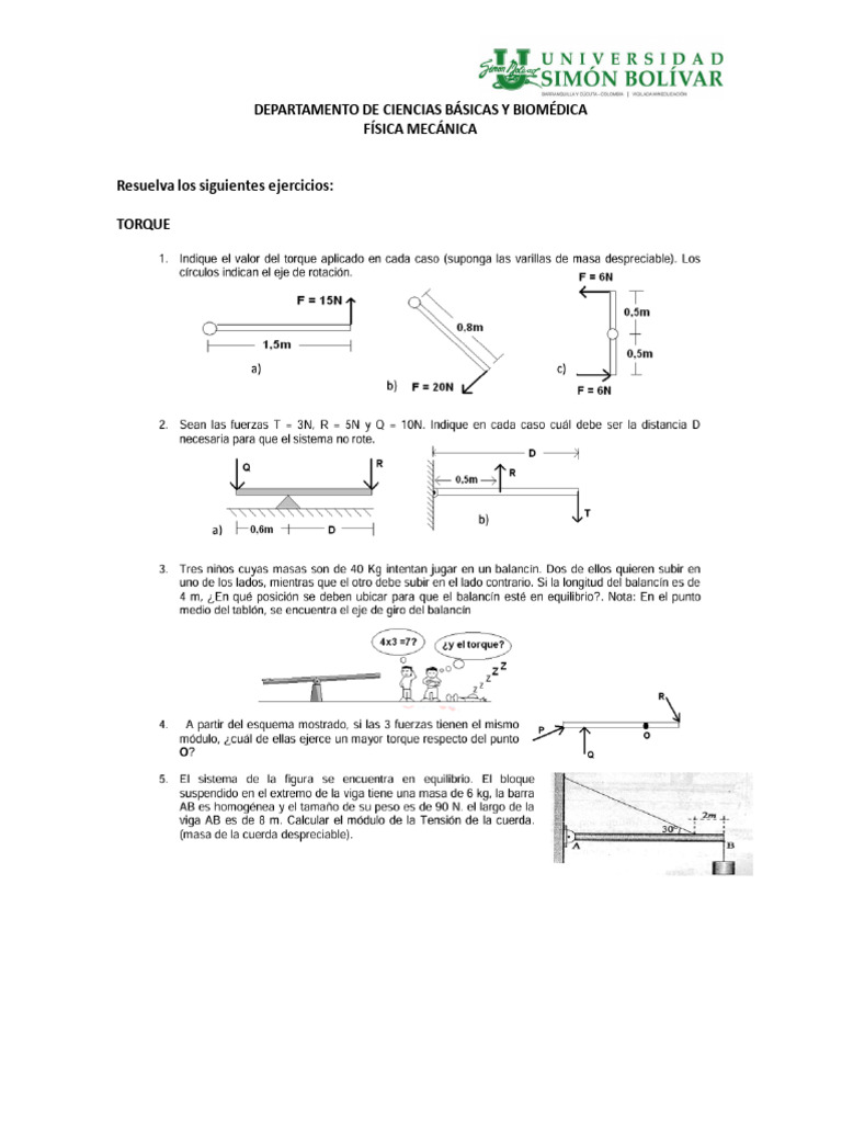 Ejercicios de Torque (2) | PDF
