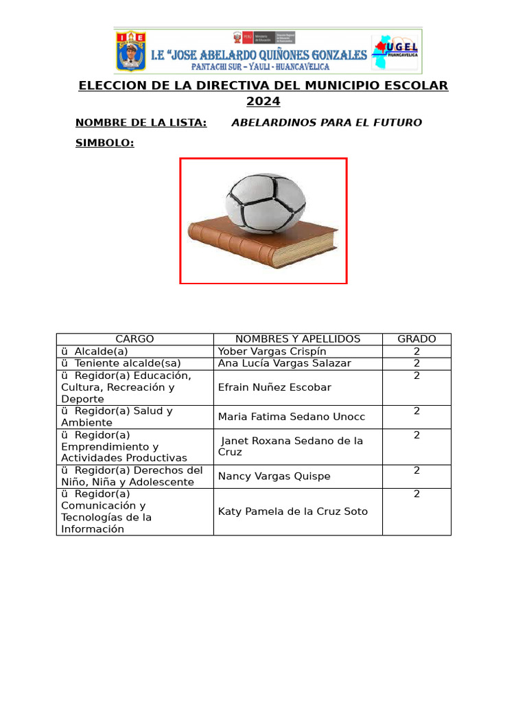 Elección Directiva Escolar 2024 | PDF