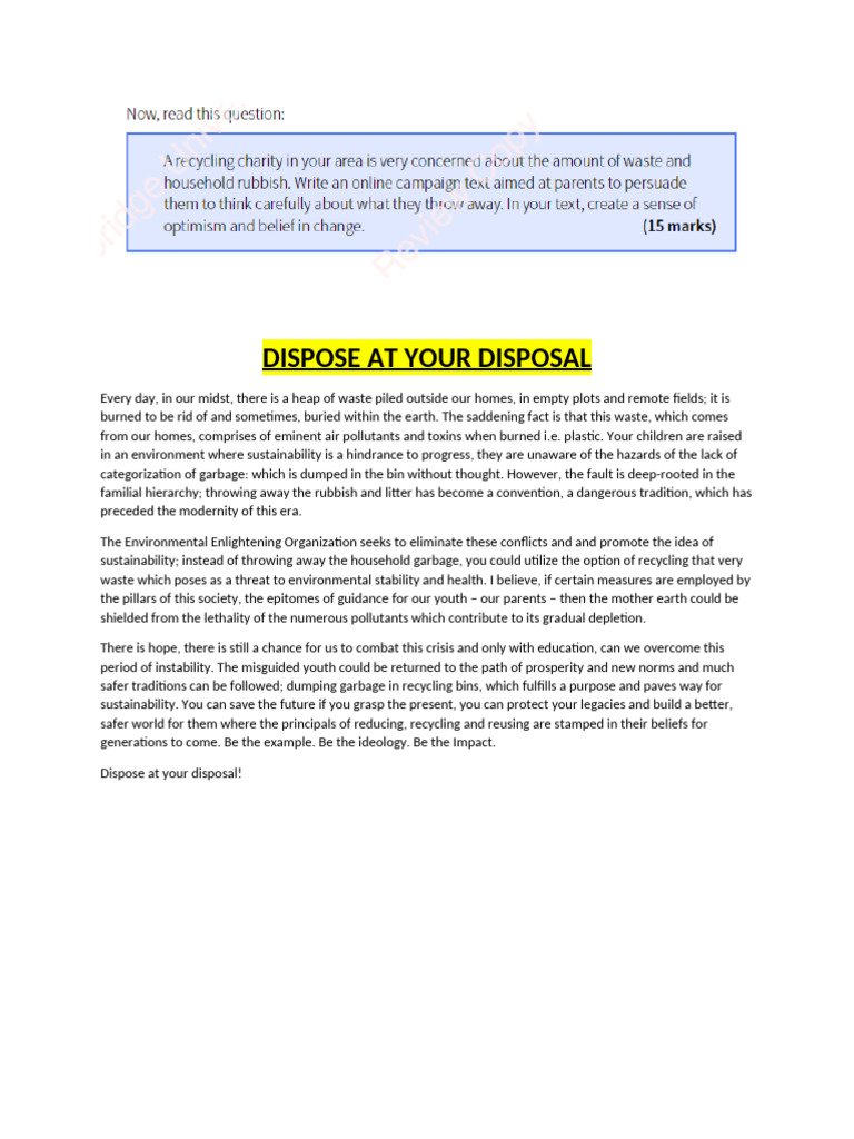 Dispose at Your Disposal (Campaign Text) | PDF
