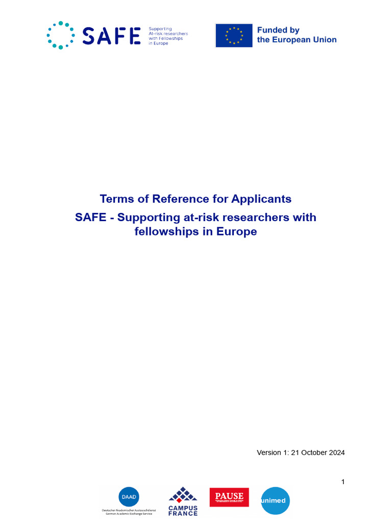 SAFE Fellowships for At-Risk Researchers | PDF | Doctor Of Philosophy ...