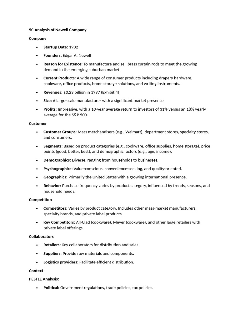 5C Analysis of Newell Company | PDF | Retail | Brand