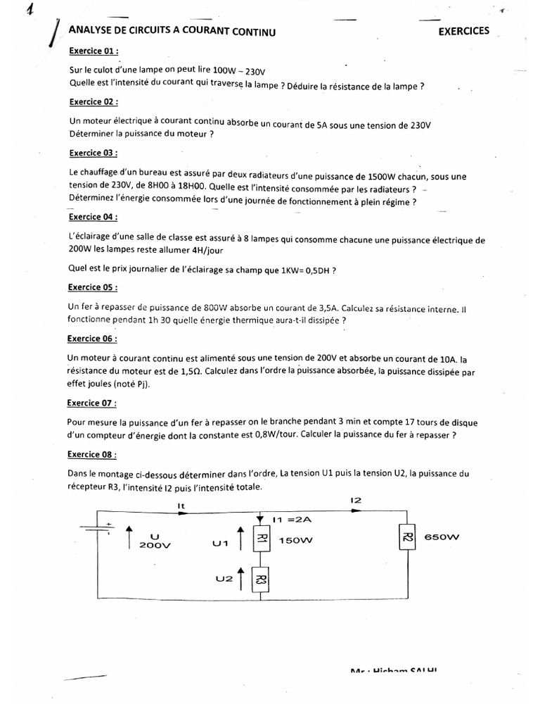 Exercices de Module Analyse de Circuits À Courant Continu | PDF