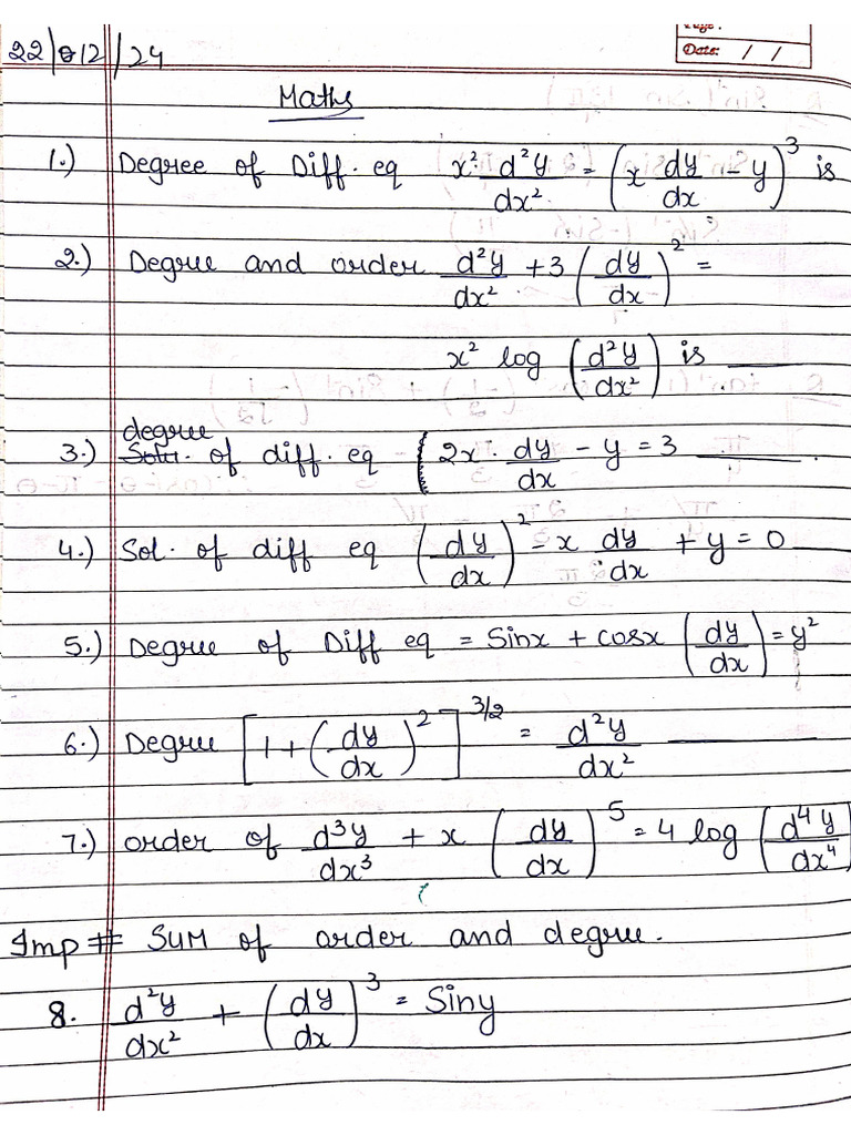Differential Equations Notes | PDF