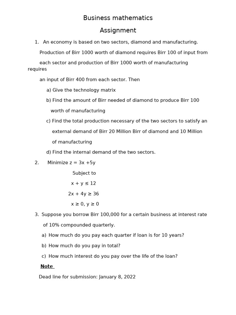 Assignment Business Maths | PDF