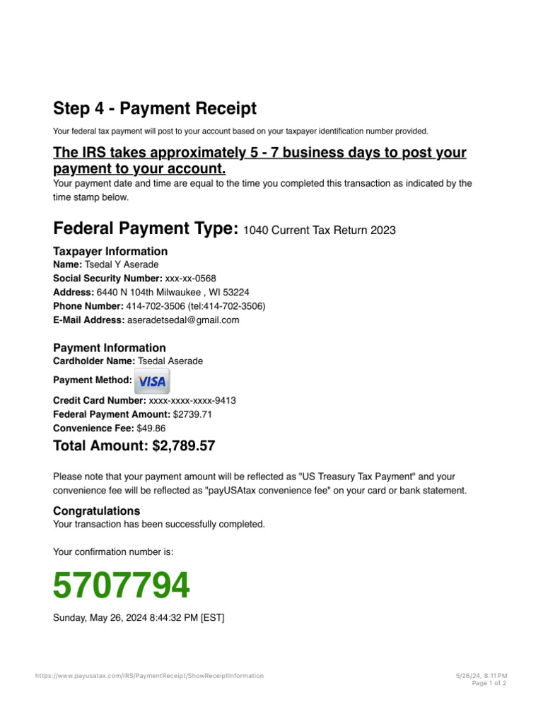 Show Receipt Information | PDF