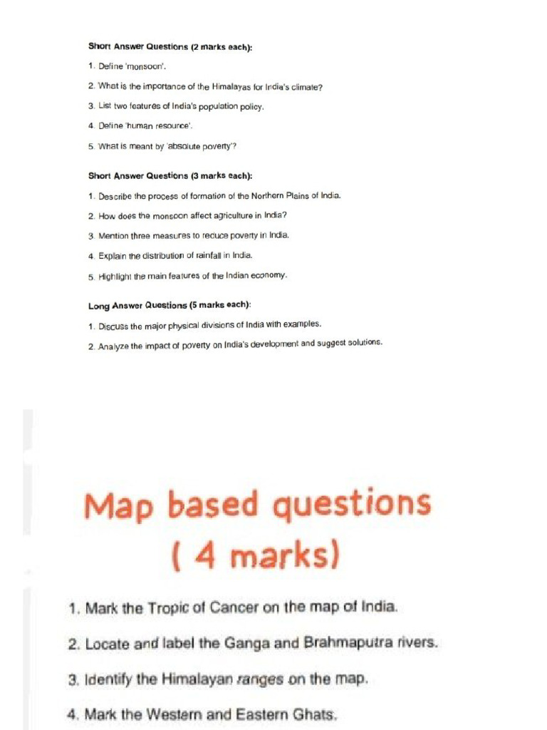 Class 9 Eco N Geo Test | PDF