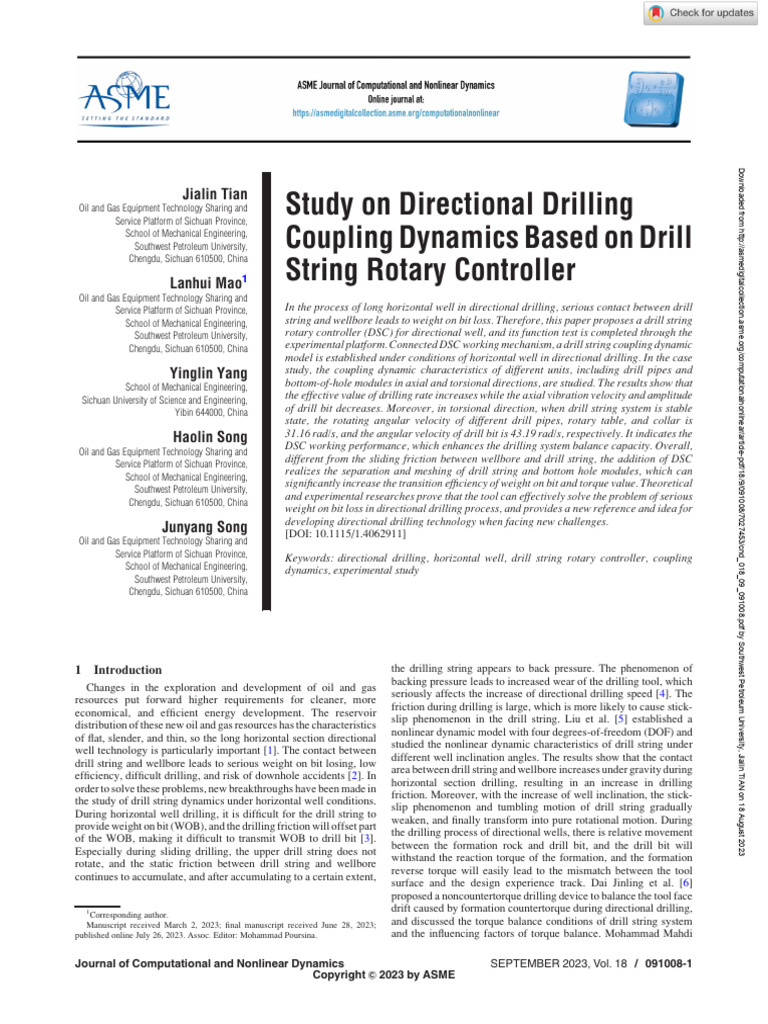 (出版稿) - cnd - Study on Directional Drilling Coupling Dynamics Based on ...