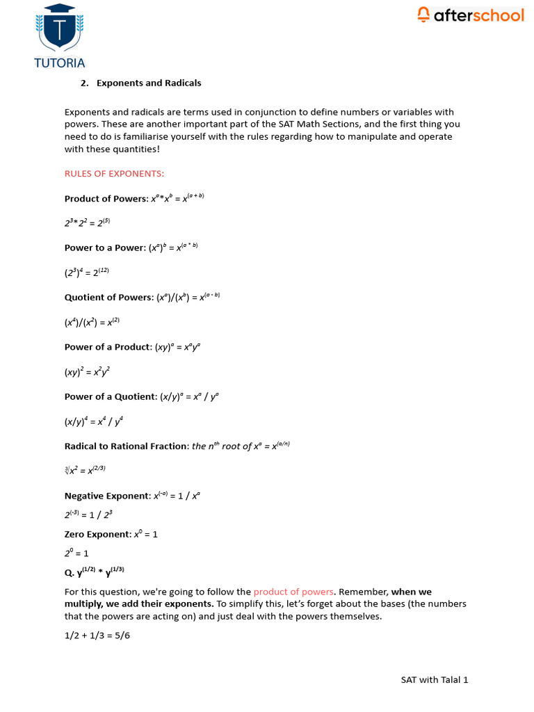Exponents and Radicals | PDF