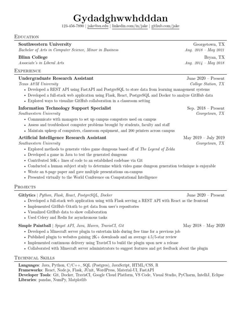 Jake_s_Resume (4) | PDF | Postgre Sql | Software Development