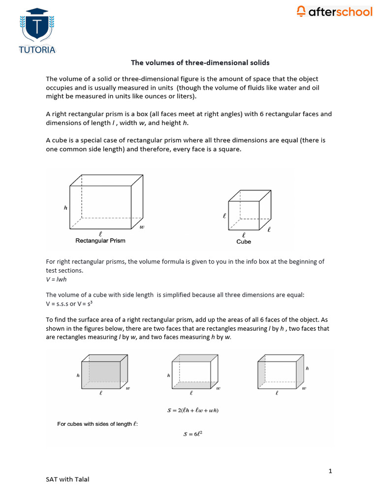 Volume of Three Dimensional Solids | PDF | Volume | Area