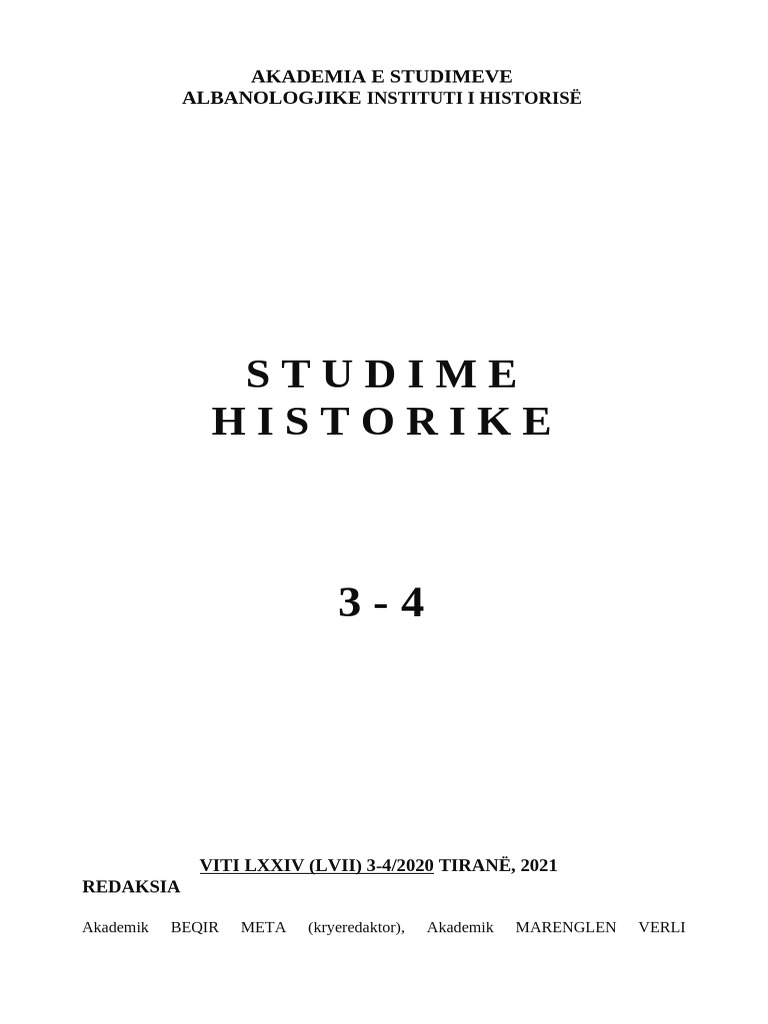 Revista Studime Historike 3-4, 2020 | PDF