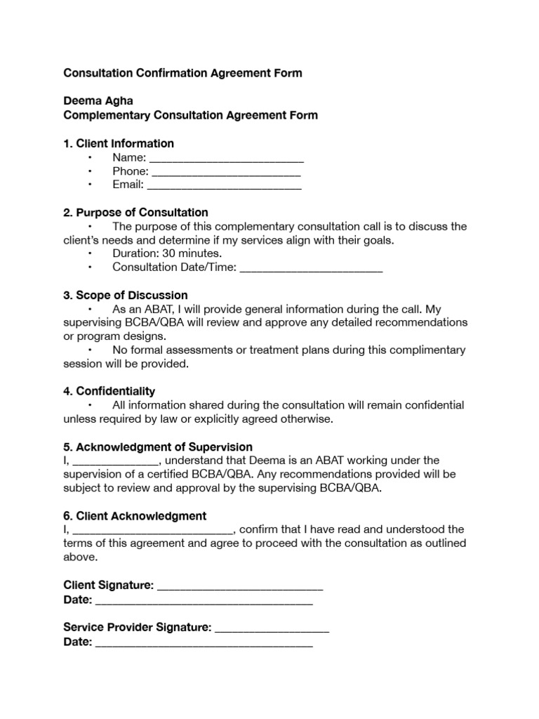 Consultation Agreement Form | PDF