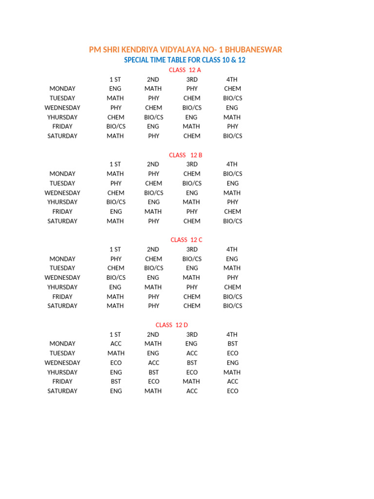 New Microsoft Excel Worksheet (3) SPECIAL TIME TABLE | PDF