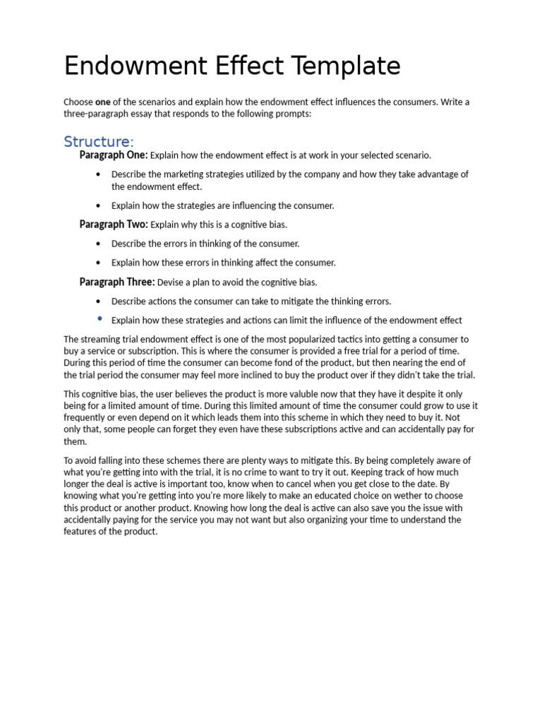 Understanding the Endowment Effect in Trials | PDF