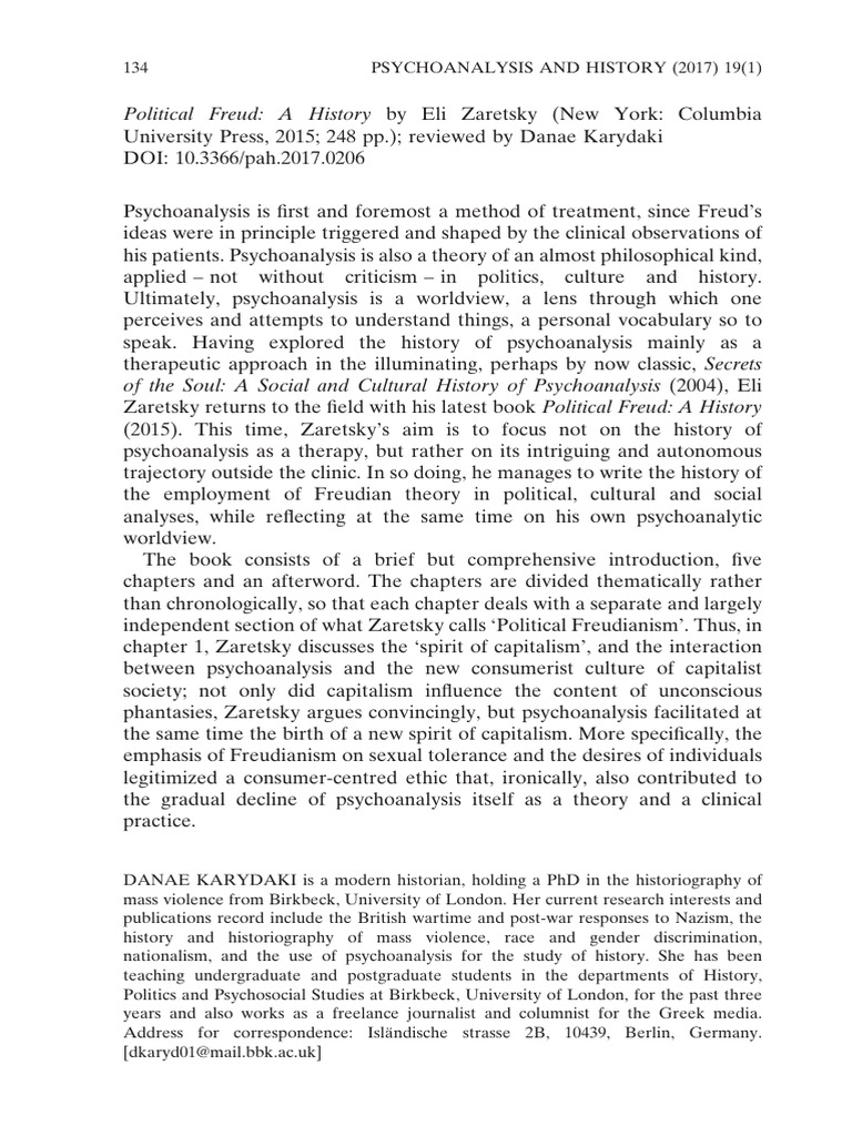 Eli Zaretsky Political Freud A History C | PDF | Psychoanalysis ...
