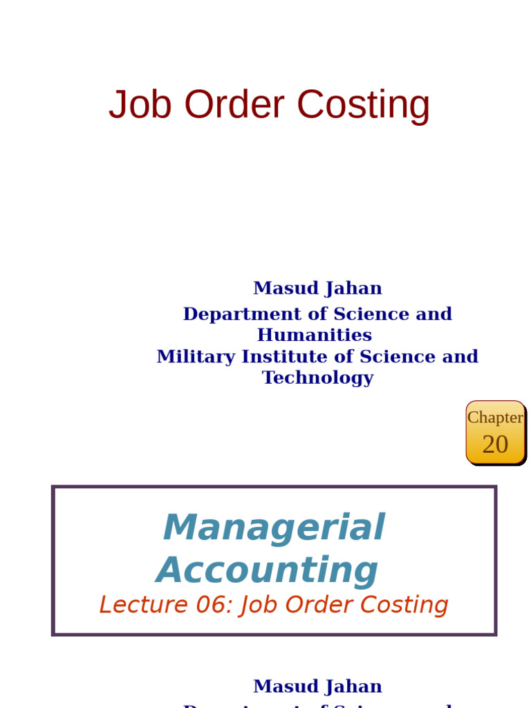 Lec 03 - Job Order Costing | PDF | Cost Accounting | Management Accounting