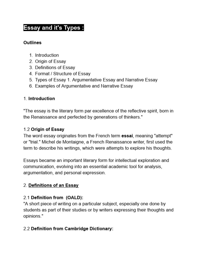 Essay Structure | PDF | Essays | Narrative