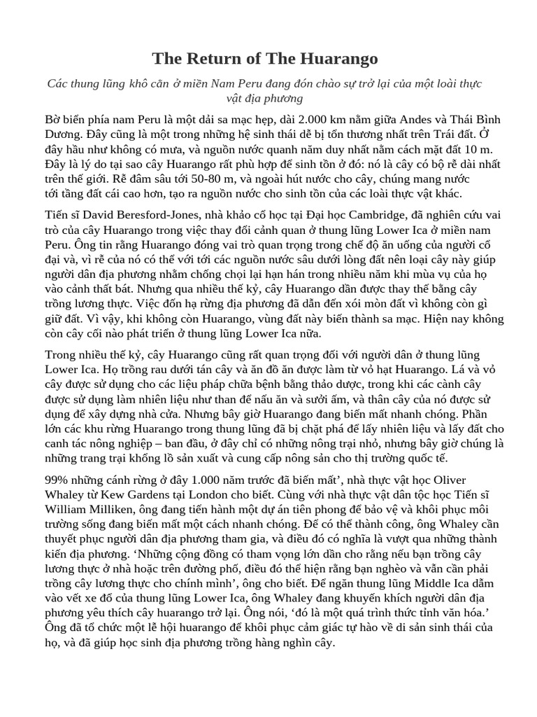 The Return of The Huarango | PDF