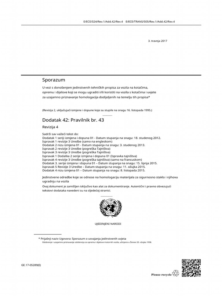Un Ece R43 | PDF