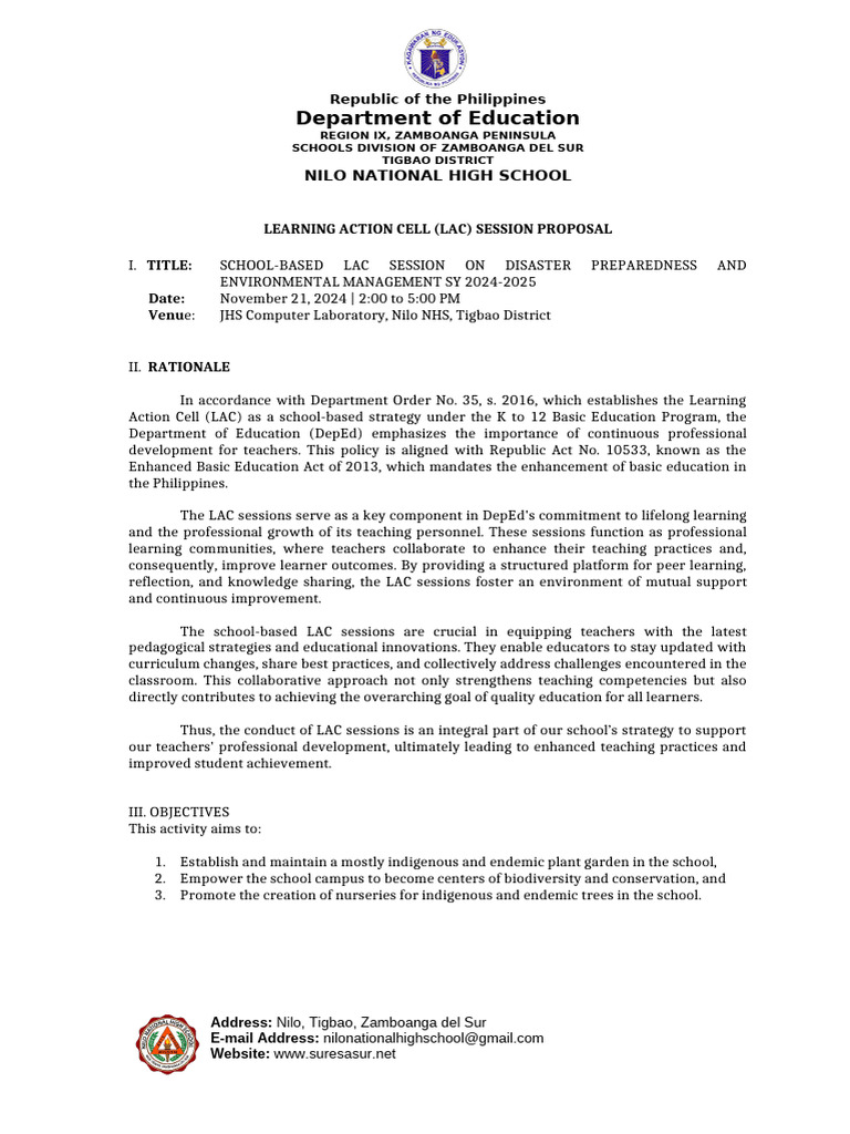 LAC Session - Activity Proposal Aug 2024 - CO Tools SY 2024-2025 | PDF ...