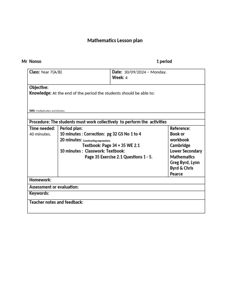 Yr. 7 LP Math - Term 1 Week 4 2024 | PDF | Integer | Mathematics