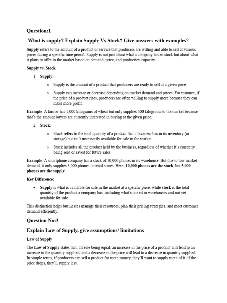 Supply Notes (1) | PDF | Economies | Economics