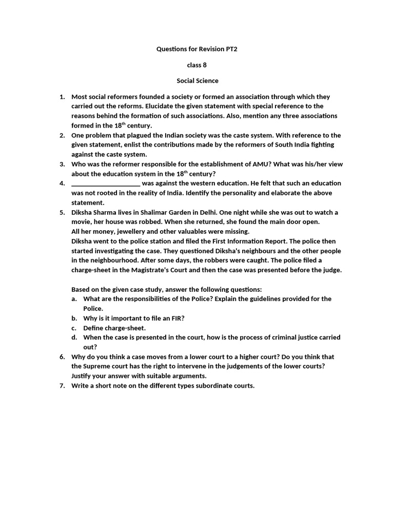 Questions For Revision | PDF
