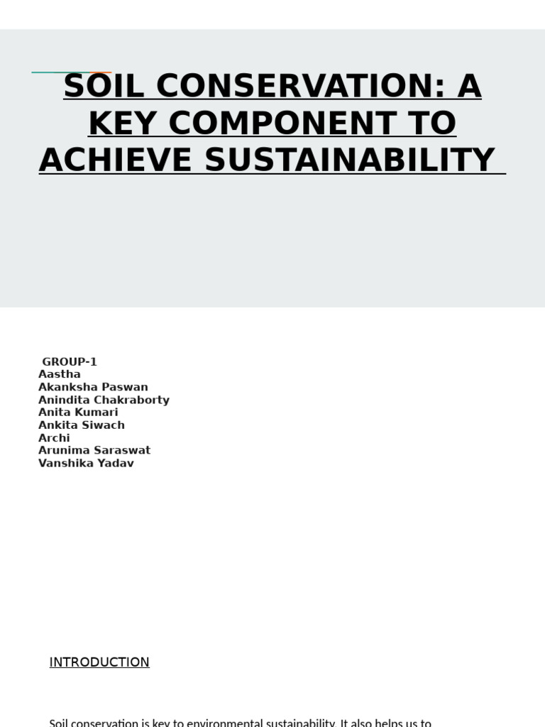Soil Conservation - A Key Component To Achieve Sustainability | PDF ...