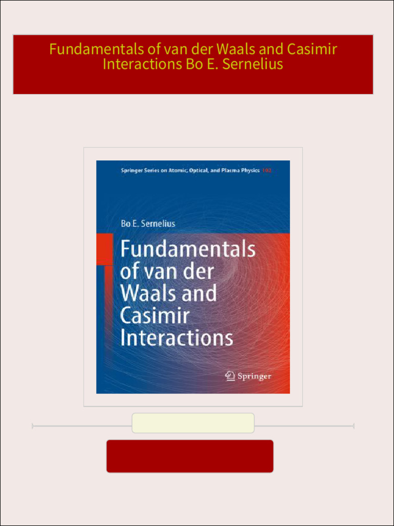 Download Full Fundamentals Of Van Der Waals And Casimir Interactions Bo E Sernelius Ebook All
