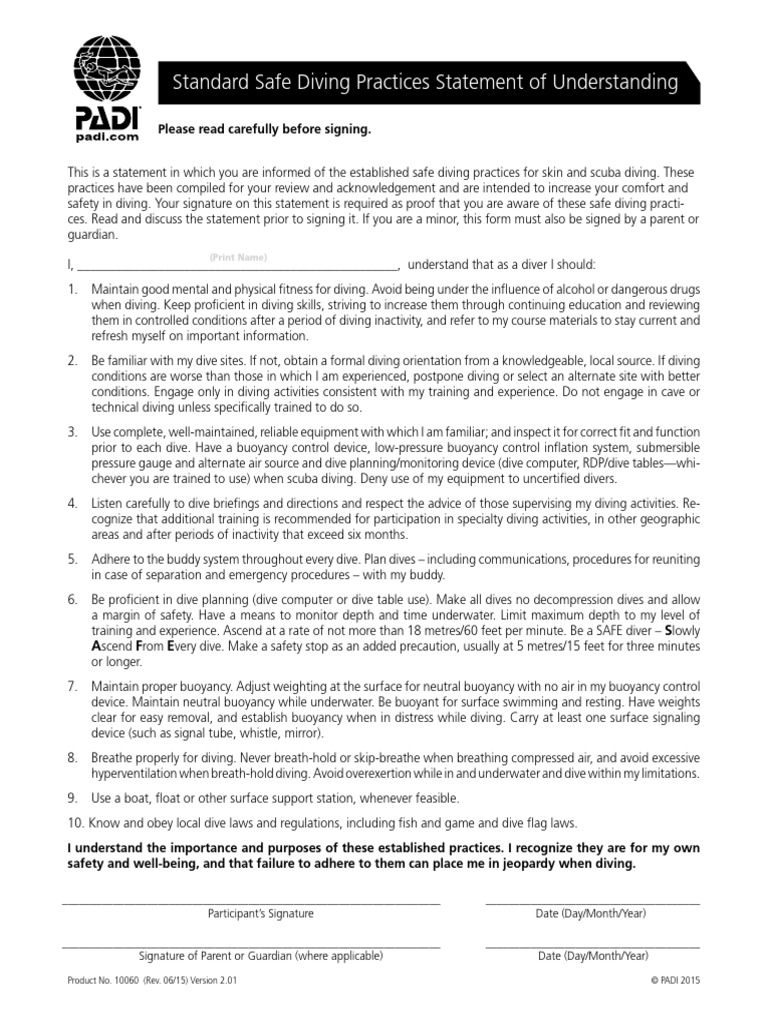 Package - Open Water Diver Course Forms 10060, 10072, 10334, Diver ...