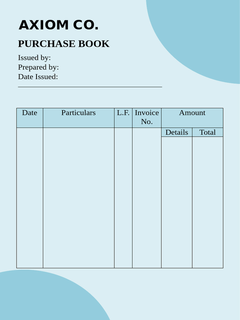 Purchase Book Template | PDF
