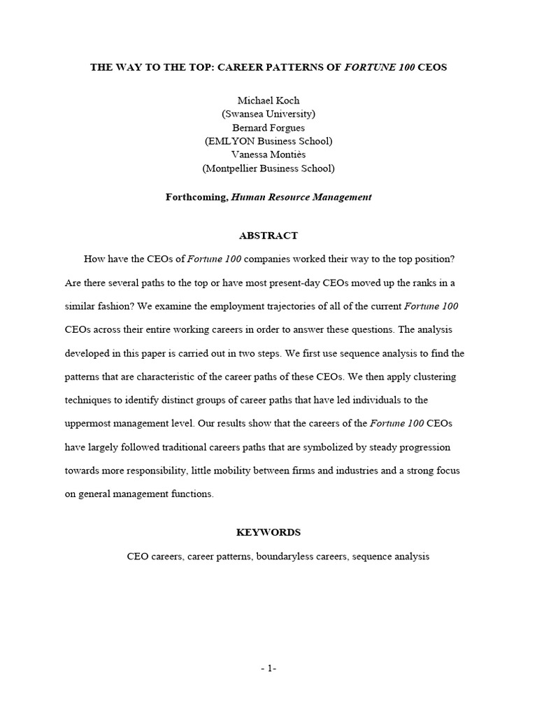 The Way To The Top Career Patterns of Fo | PDF | Employment | Labour ...