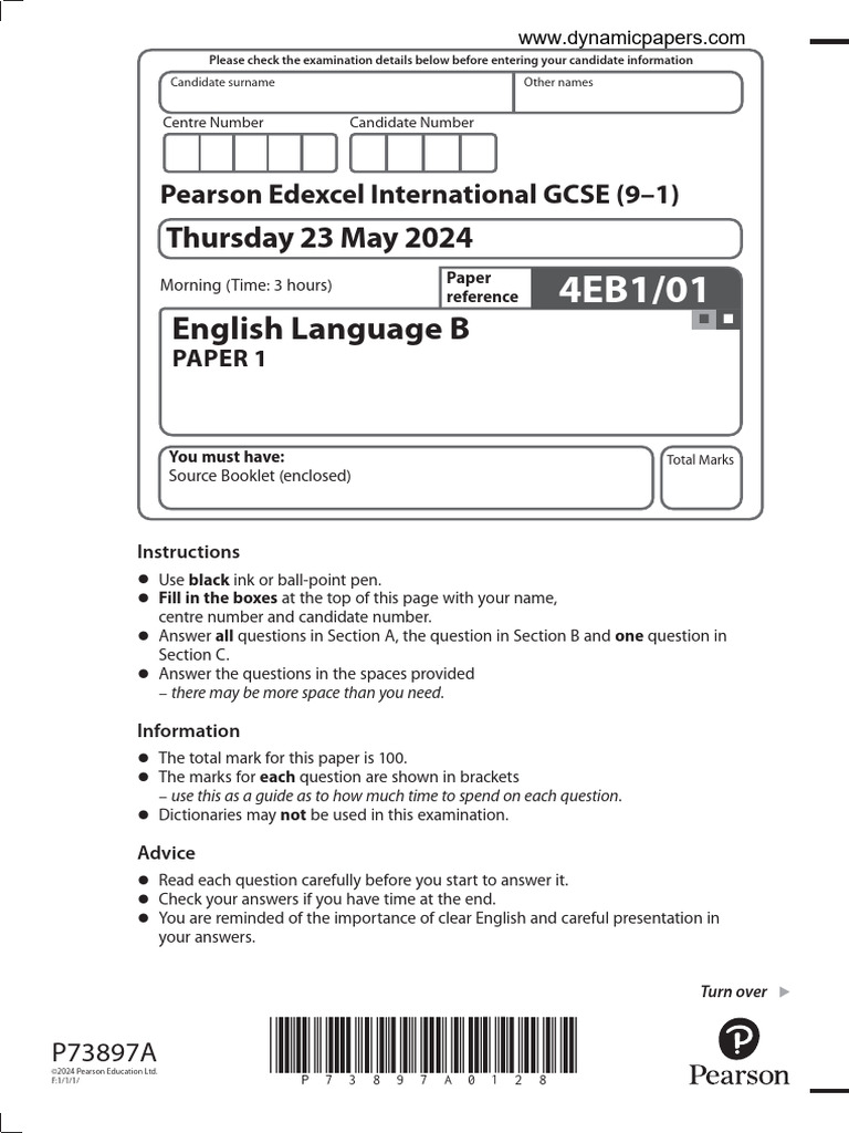 Pearson Edexcel IGCSE English Exam Paper | PDF