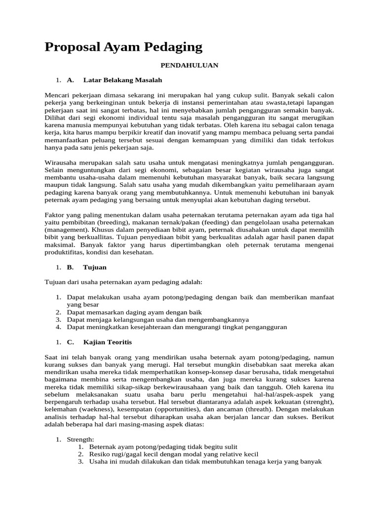 Proposal Ayam daging | PDF