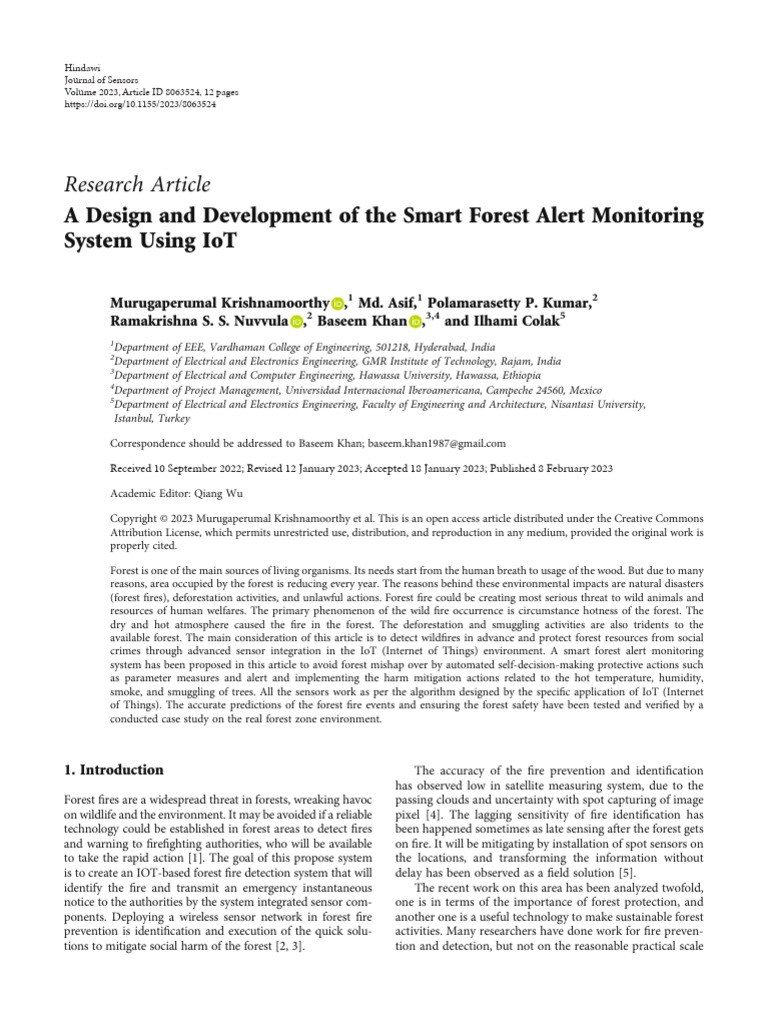 A Design and Development of The Smart Forest Alert | PDF | Internet Of Things | Wildfire