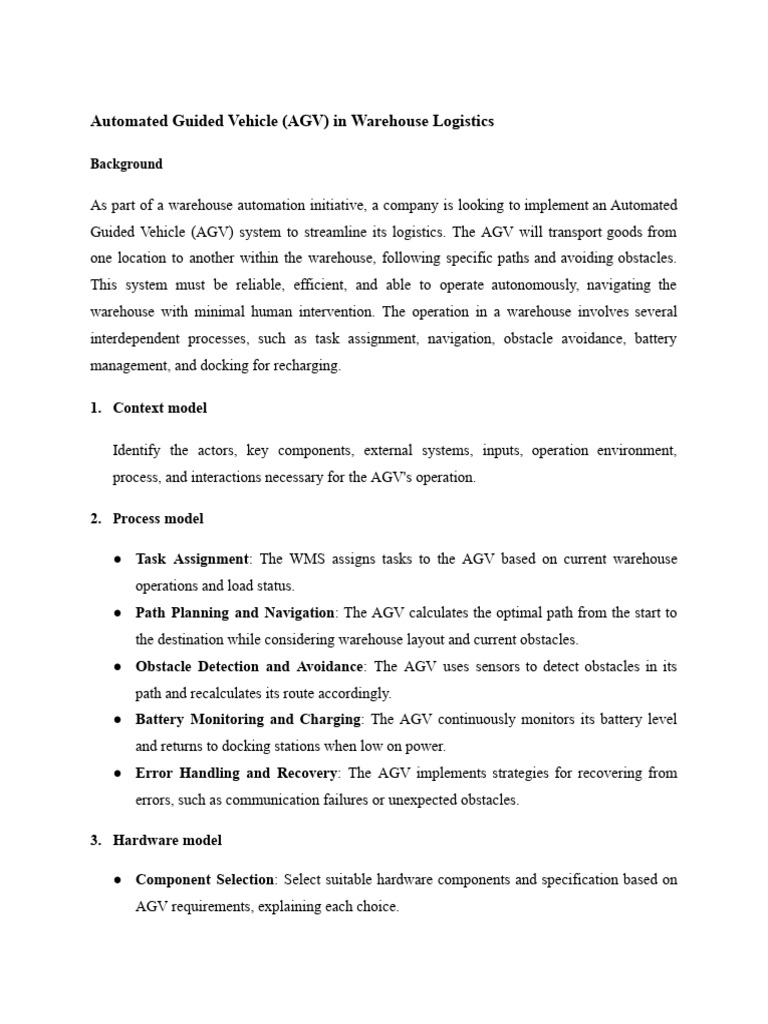 Automated Guided Vehicle (AGV) in Warehouse Logistics - G1 | PDF | Simulation | Automation
