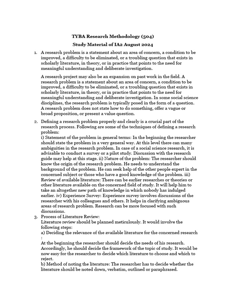 Final Study Material - TYBA - RM | PDF | Knowledge | Cognition