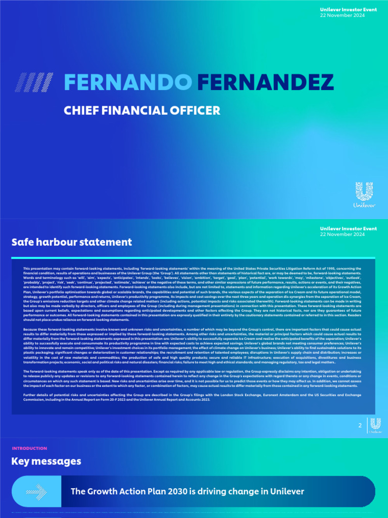 Unilever Investor Event 2024 Cfo Presentation | PDF | Risk | Unilever