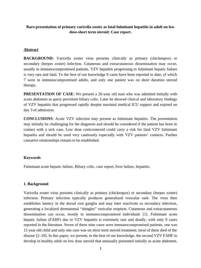 VZV Hepatitis Manuscript. | PDF | Hepatitis | Medicine