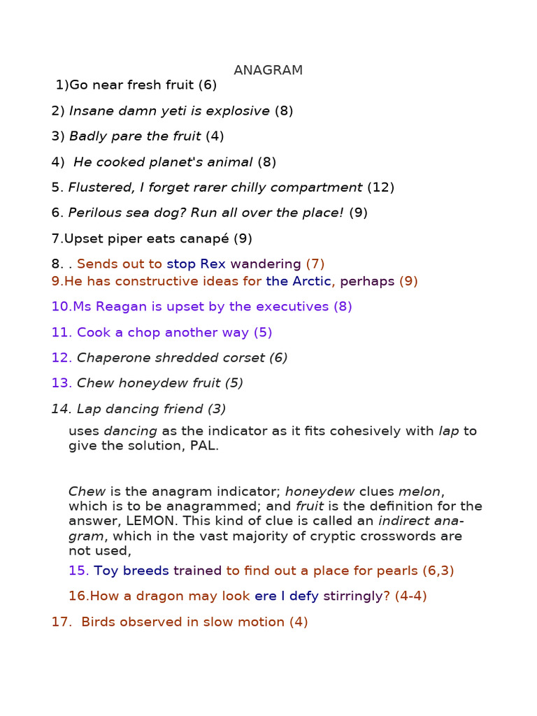 Anagram Without Answer-2023 | PDF