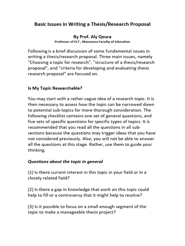 Basic Issues in Writing A Thesis Research | PDF | Hypothesis | Falsifiability