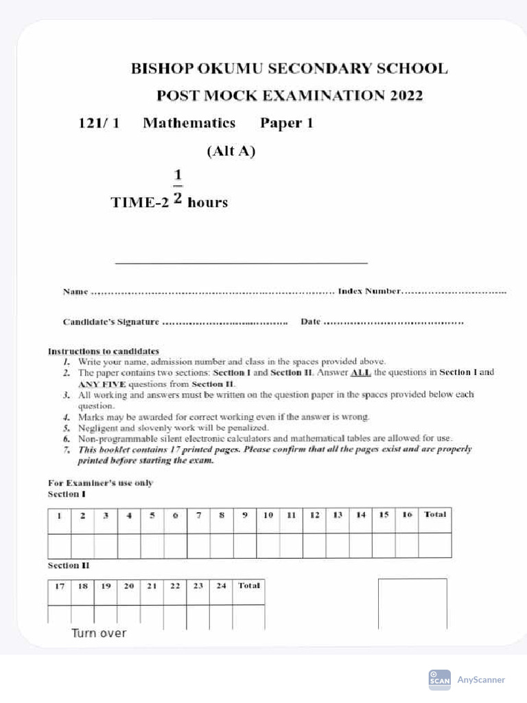 Paper 1 Mathematics | PDF