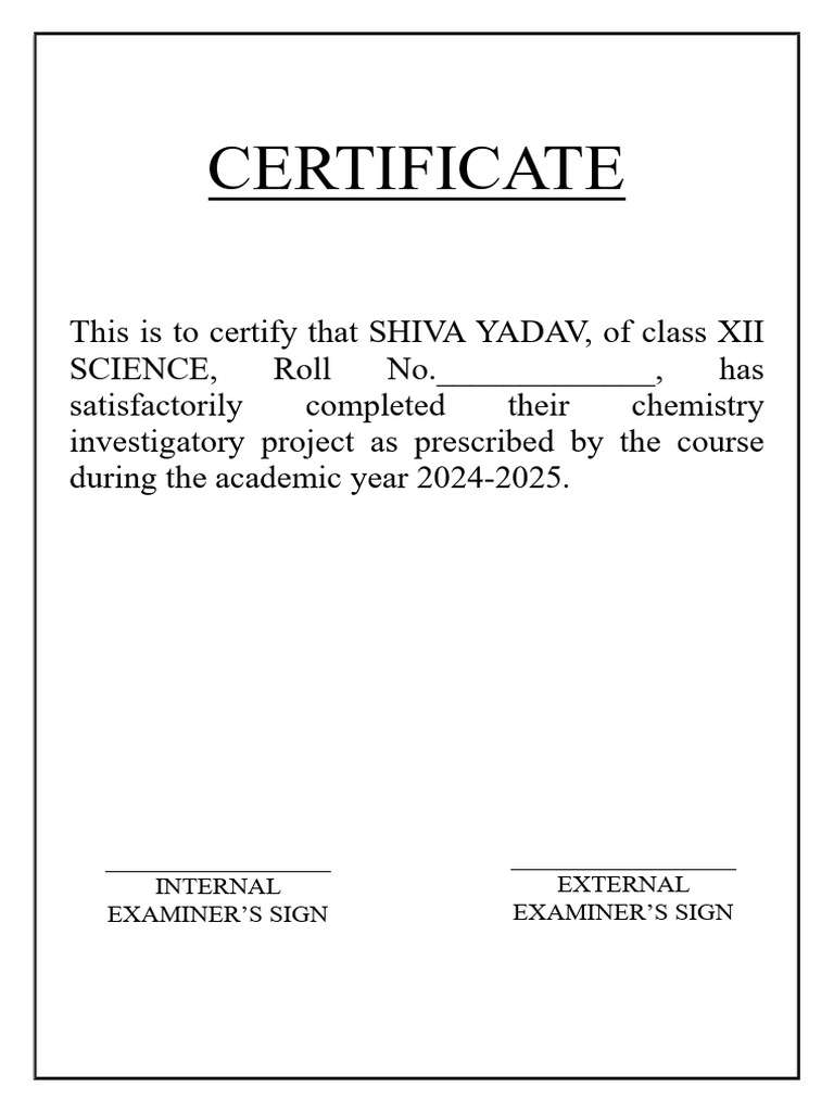 Chemistry Certificate | PDF