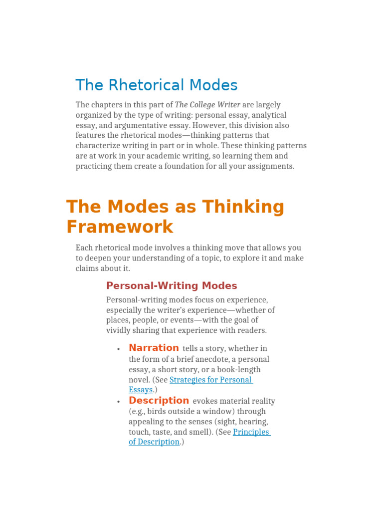 The Rhetorical Modes | PDF | Essays | Rhetoric