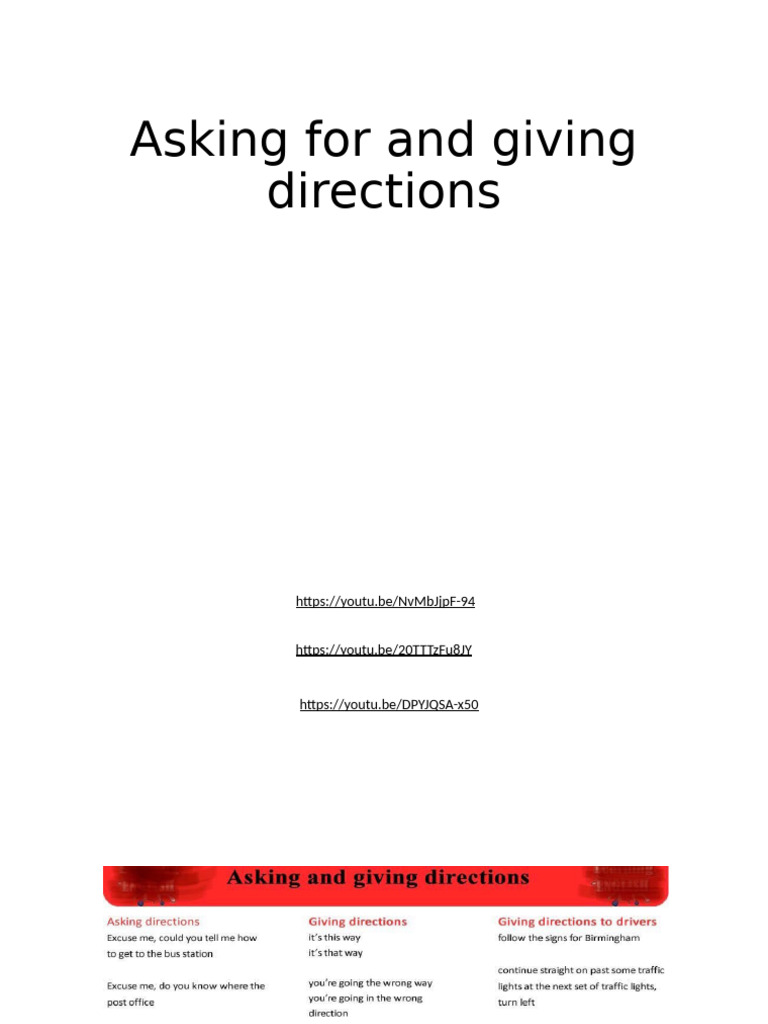 Asking For and Giving Directions | PDF