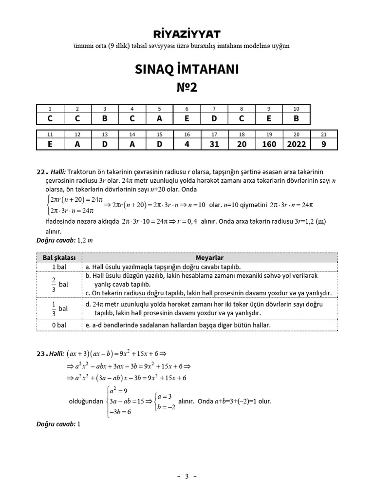 Httpsotk - Az20 VARIANT 2024riyaziyyat 9 Cu Sinif Buraxilish AZRiya Bura 9 Az Cavab Sinaq 2 PDF ...